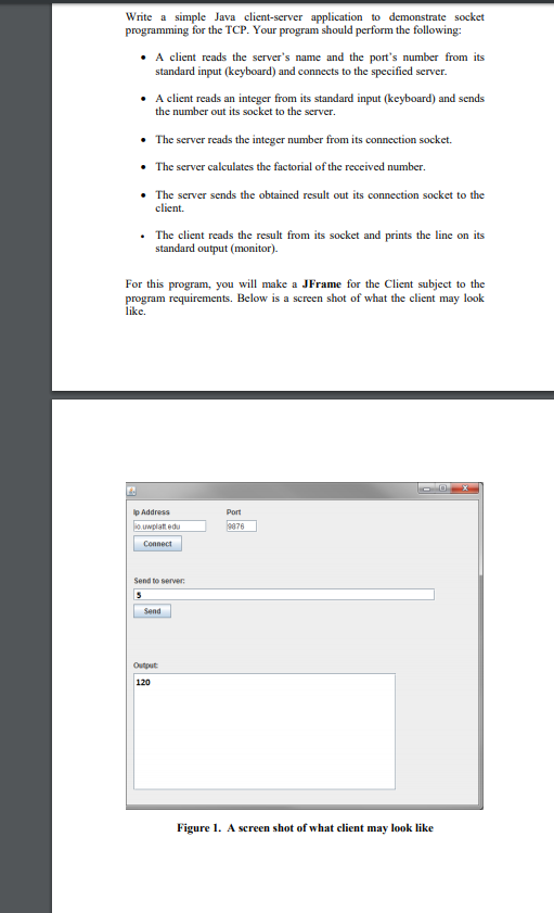 Write a simple Java client-server application to | Chegg.com