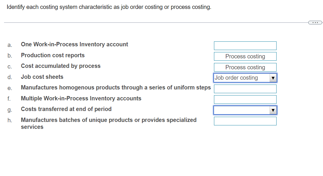 Solved Identify each costing system characteristic as job | Chegg.com