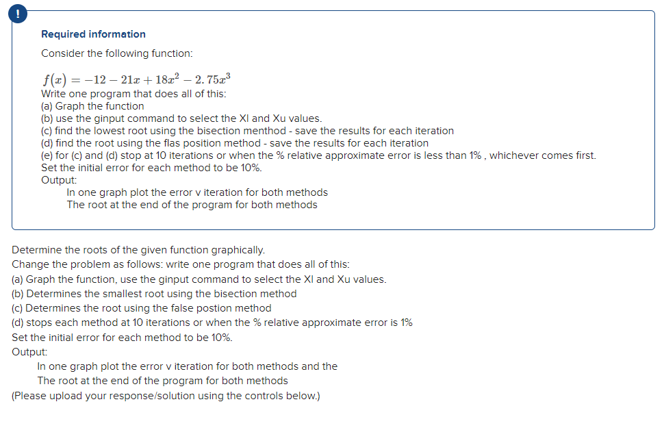 Solved Required information Consider the following function: | Chegg.com