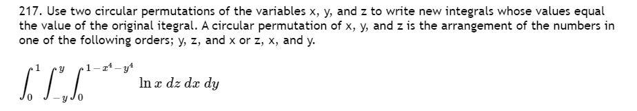 Solved 217. Use two circular permutations of the variables | Chegg.com