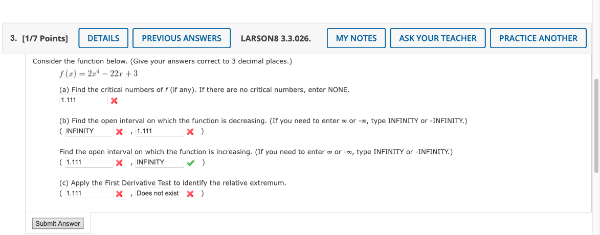 Solved 3. [1/7 Points] DETAILS PREVIOUS ANSWERS LARSON8 | Chegg.com