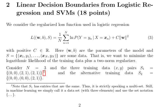 Solved 2 Linear Decision Boundaries from Logistic Re- | Chegg.com