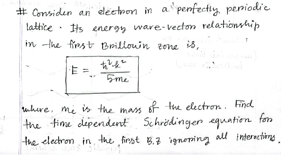 Solved Solid State Physics II: Consider an electron in a | Chegg.com