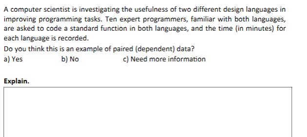Solved A computer scientist is investigating the usefulness | Chegg.com
