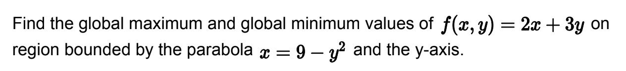 Solved Find the global maximum and global minimum values of | Chegg.com