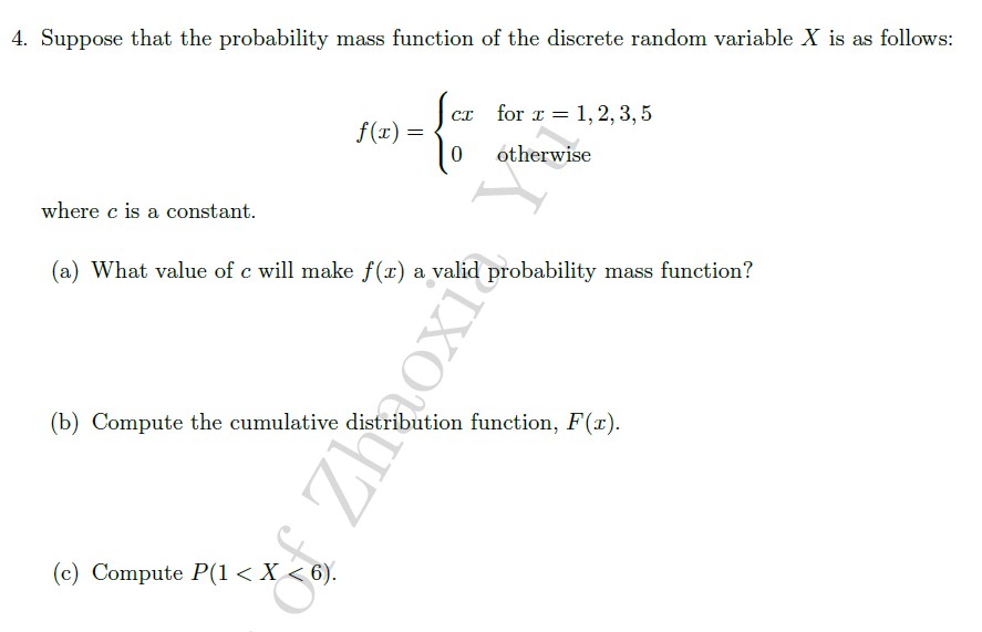Solved Suppose that the probability mass function of ﻿the | Chegg.com