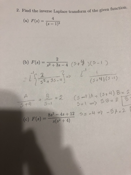 Solved 2 Find The Inverse Laplace Transform Of The Given 