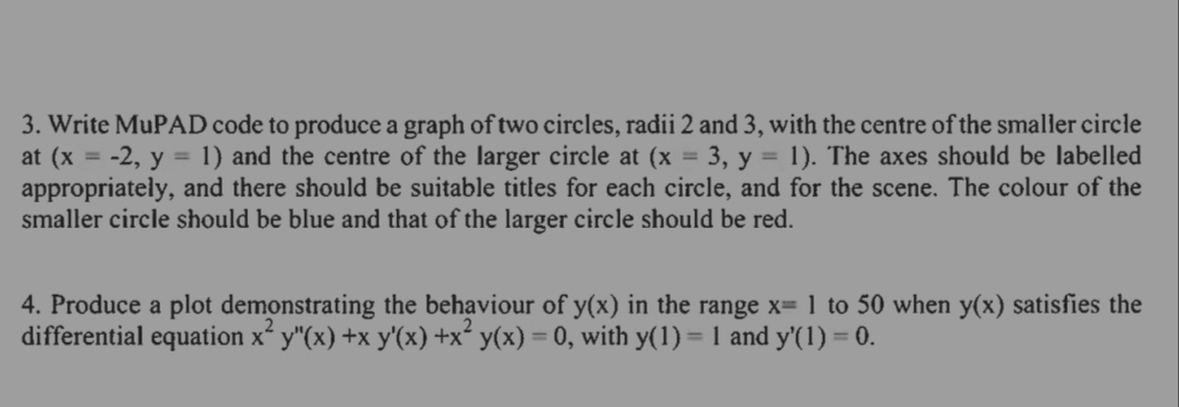 Solved 3. Write MuPAD code to produce a graph of two | Chegg.com