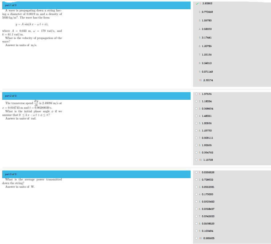 Solved A wave is propagating down a string having a diameter | Chegg.com
