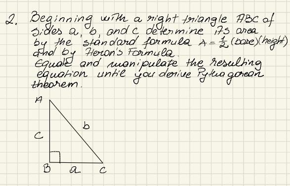 Solved a 2. Beginning with with a might triangle ABC of | Chegg.com