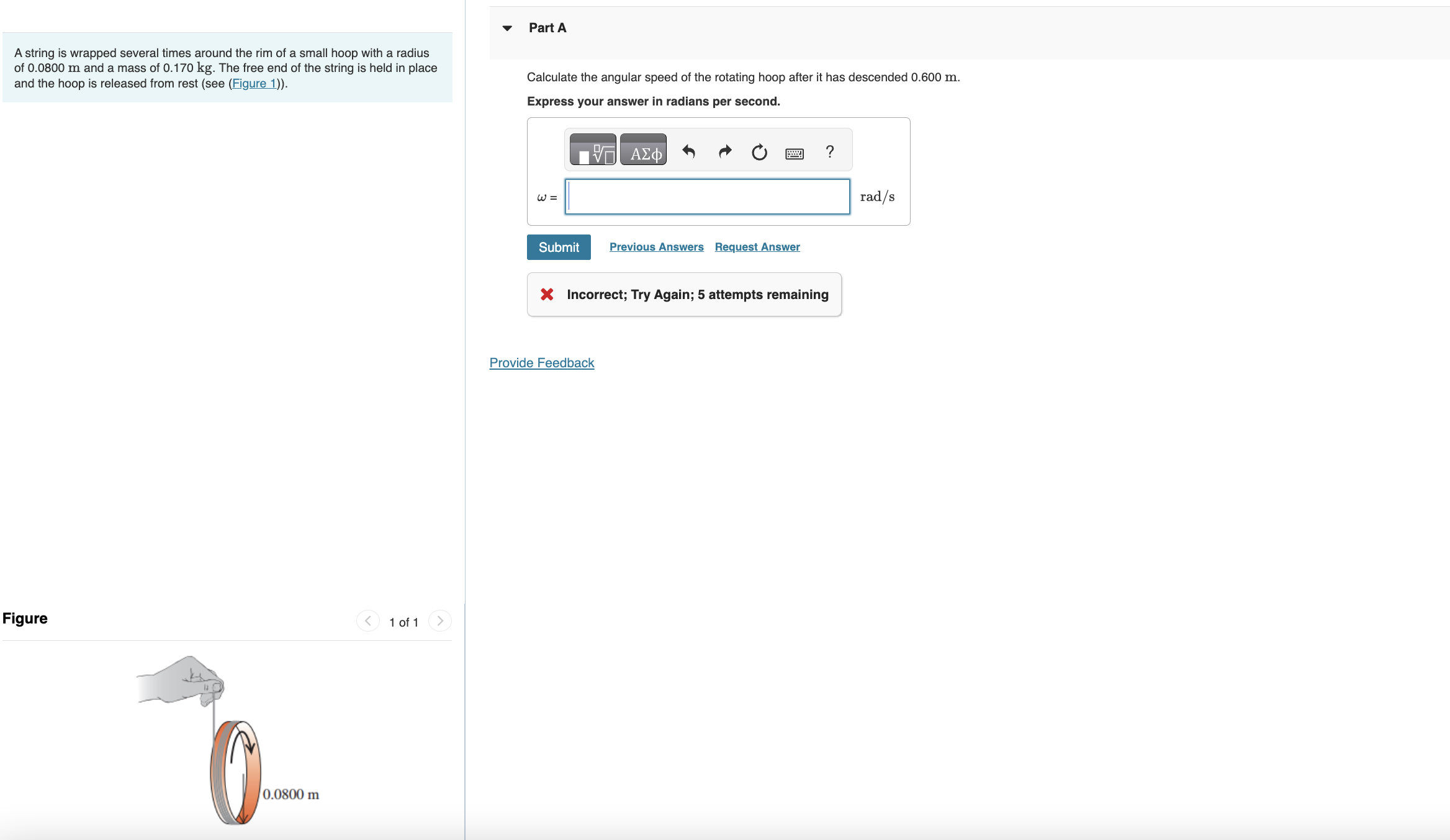 Solved A string is wrapped several times around the rim of a | Chegg.com