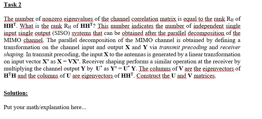 Solved Task 2The number of nonzero eigenvalues of the | Chegg.com