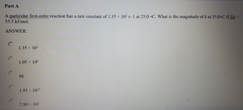 Solved Part A A particular first-order reaction has a rate | Chegg.com