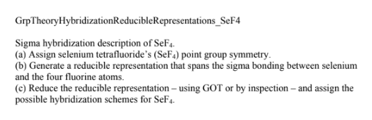 GrpTheoryHybridizationReducibleRepresentations_SeF4 | Chegg.com