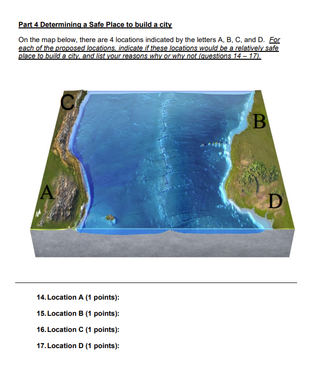 Solved Part 4 Determining a Safe Place to build a city On | Chegg.com