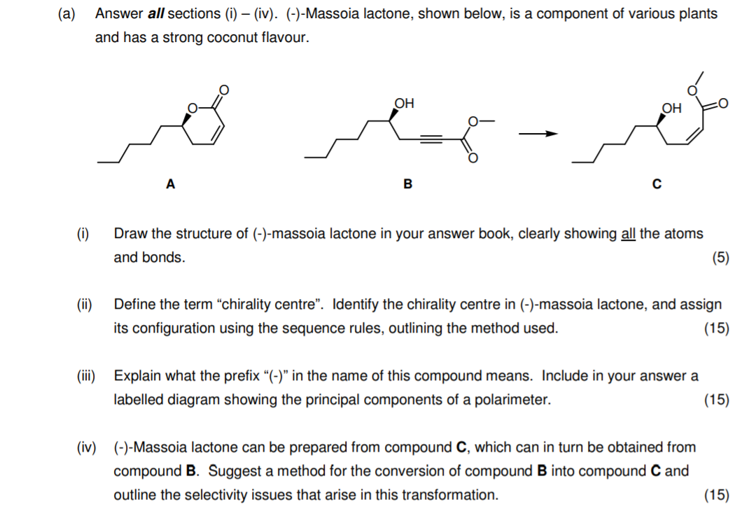Solved (a) Answer all sections (i) – (iv). (-)-Massoia | Chegg.com
