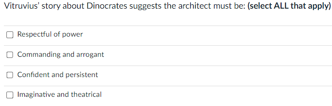 Solved Vitruvius' story about Dinocrates suggests the | Chegg.com