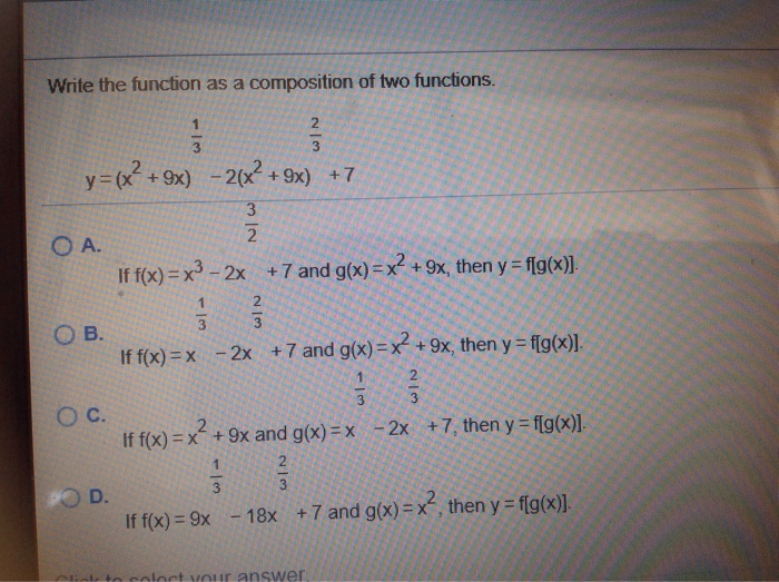 Solved Write the function as a composition of two functions. | Chegg.com