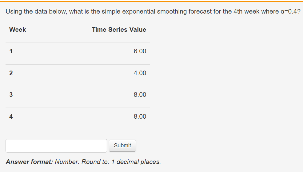 Solved Using The Data Below What Is The Simple Exponential