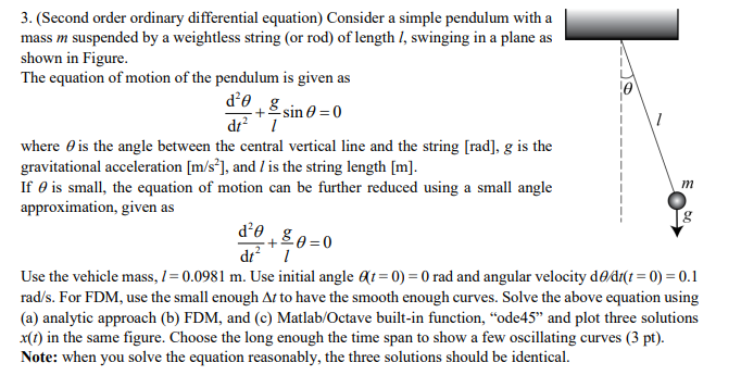 Solved OC 3. (Second order ordinary differential equation) | Chegg.com