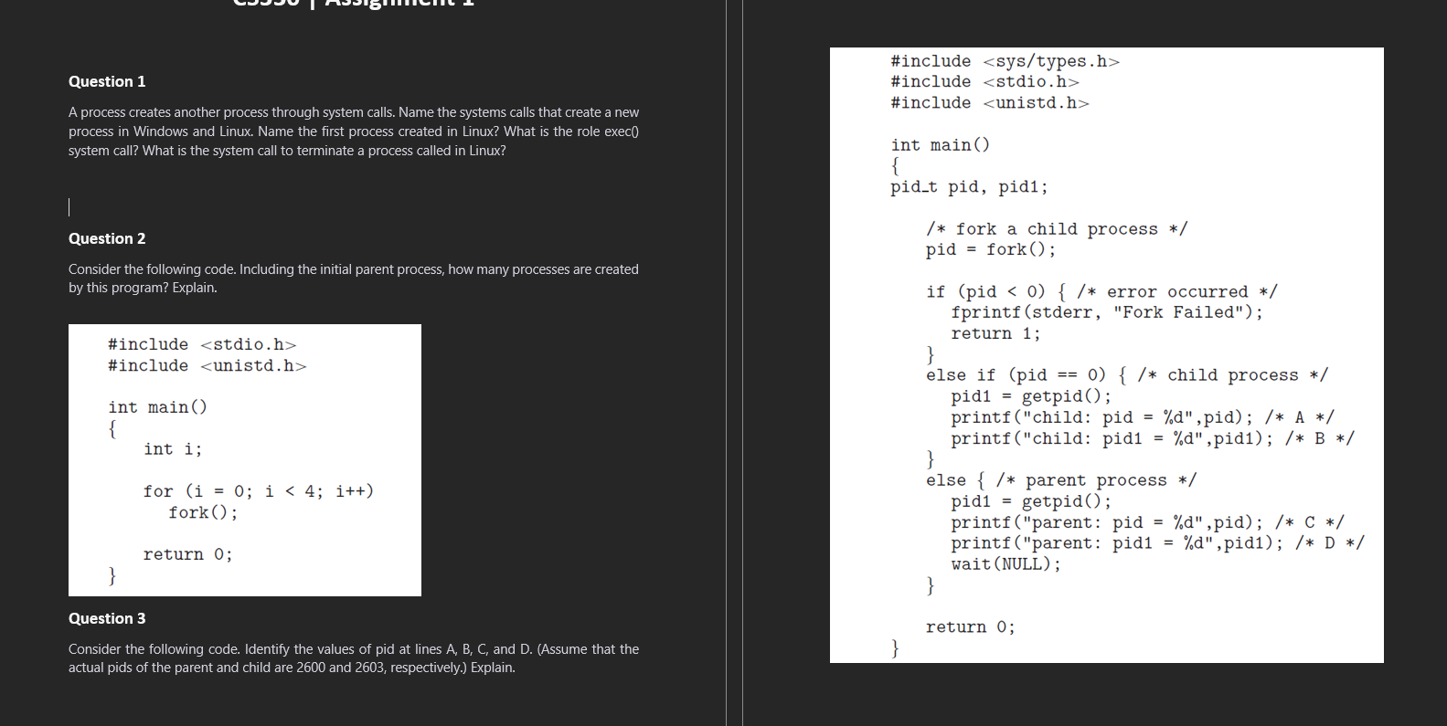 Solved Question 1 A process creates another process through | Chegg.com
