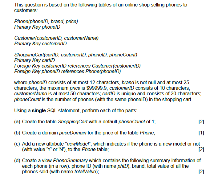 Solved This question is based on the following tables of an | Chegg.com