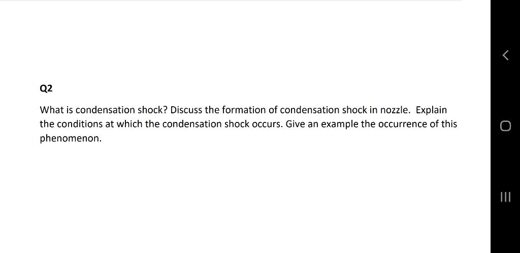 Solved Q2 What is condensation shock? Discuss the formation | Chegg.com