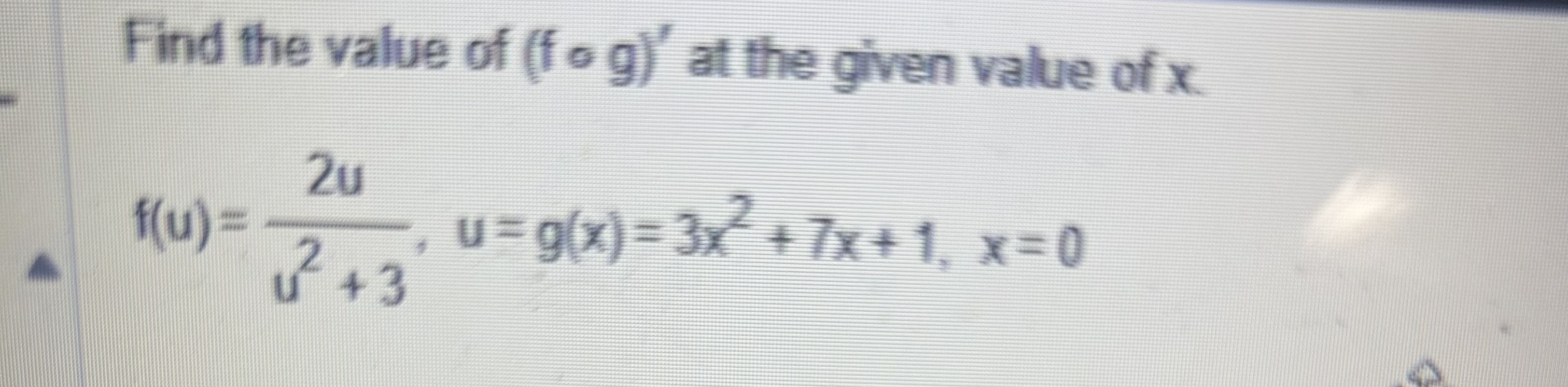 Solved Find the value of (f∘g)′ at the given value of x. | Chegg.com
