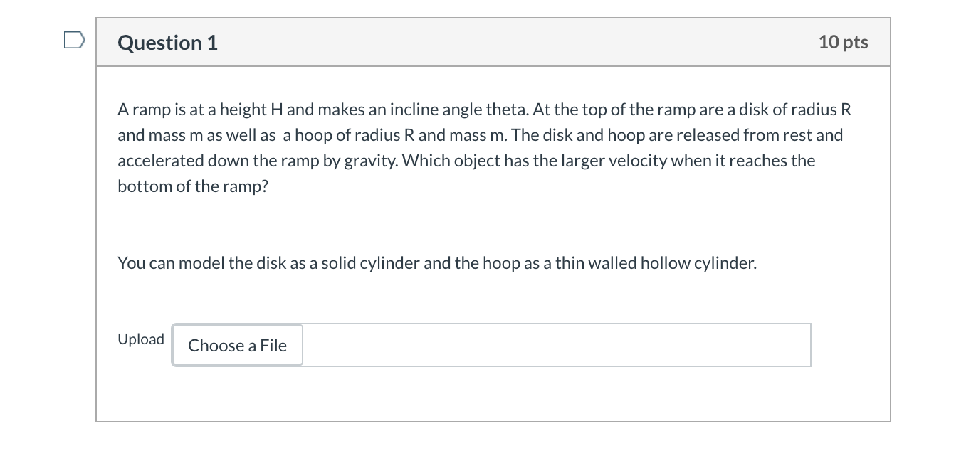 Solved Question 1 10 pts Aramp is at a height Hand makes an | Chegg.com