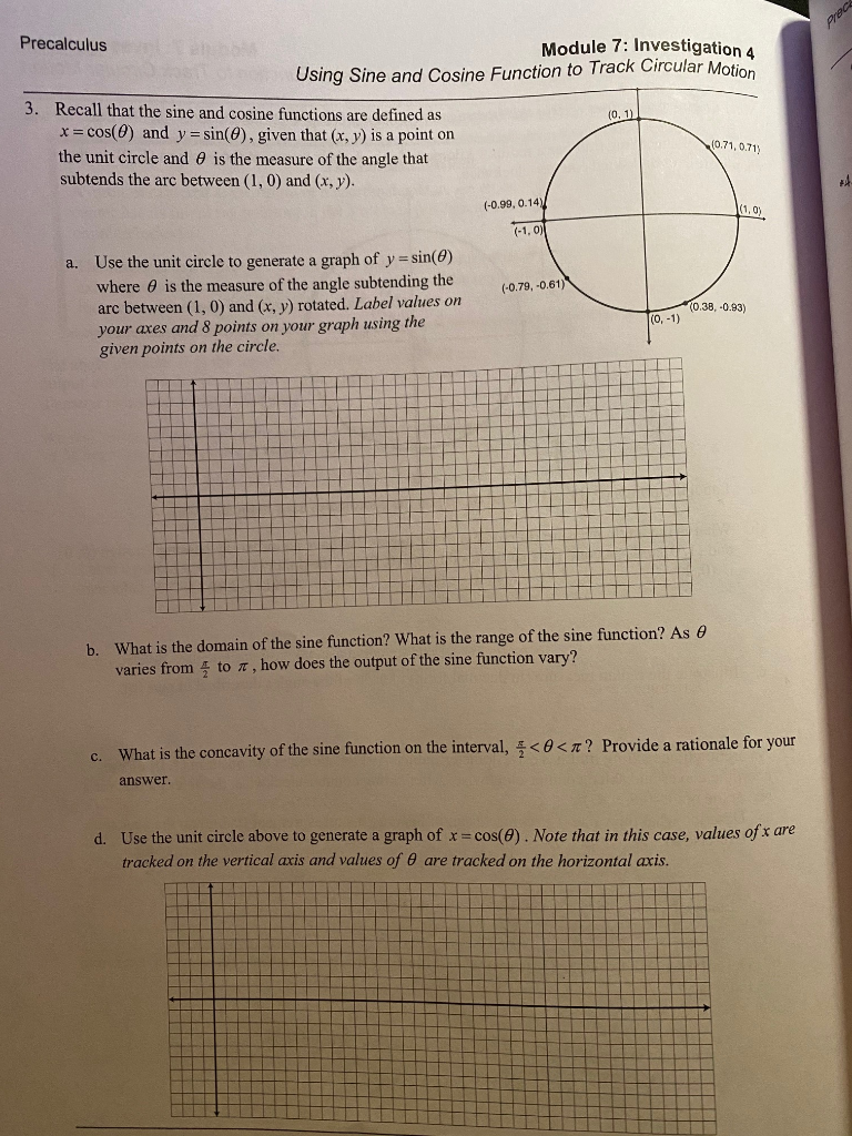 Solved Proc Precalculus Module 7: Investigation 4 Using Sine | Chegg.com