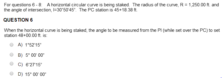 Solved For questions 6-8: A horizontal circular curve is | Chegg.com