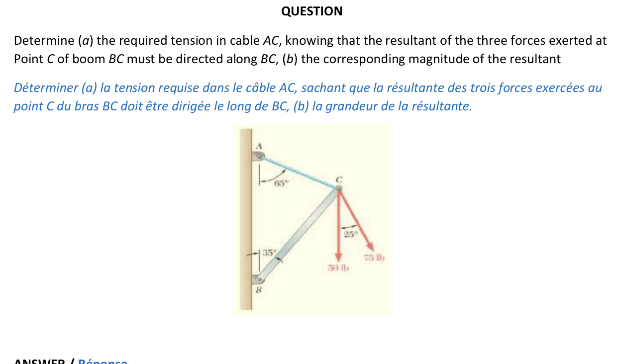 Solved Determine (a) the required tension in cable AC, | Chegg.com