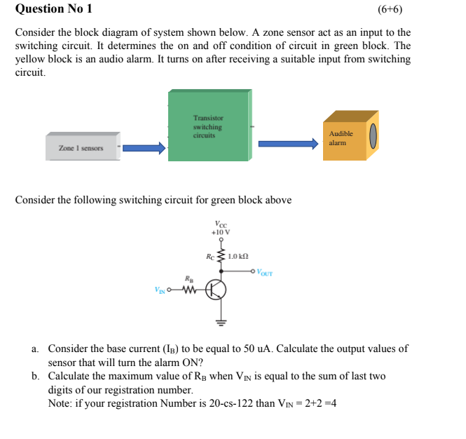 Solved Question No 1 (6+6) Consider the block diagram of | Chegg.com