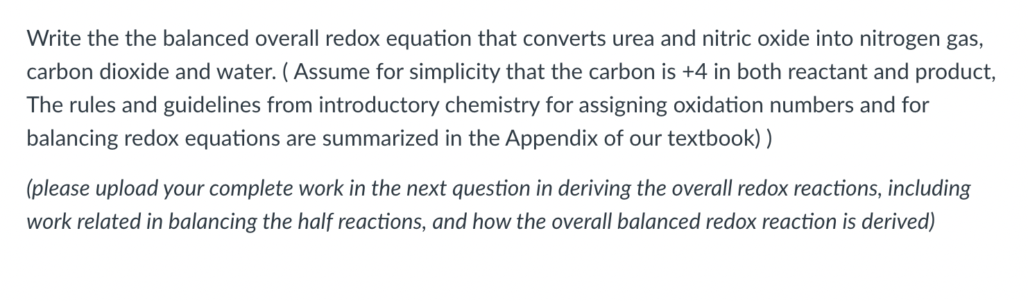 Solved Write the the balanced overall redox equation that | Chegg.com