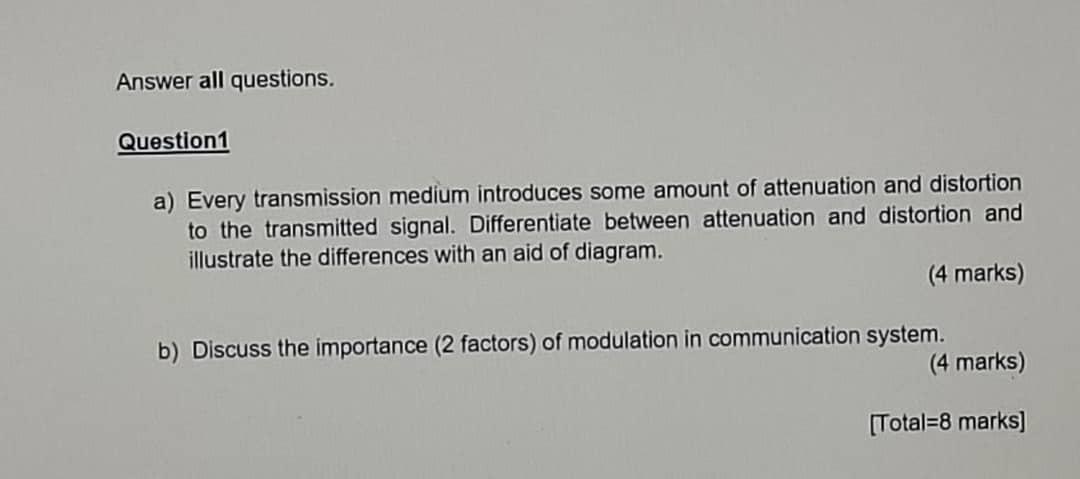 Solved Answer all questions. Question1 a) Every transmission | Chegg.com