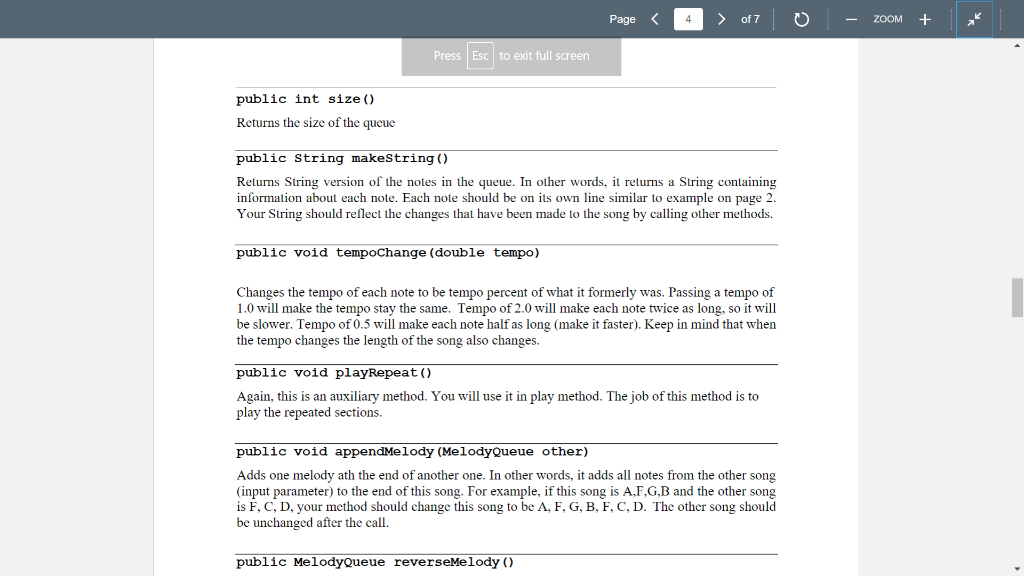 Solved public int size() Returns the size of the queue | Chegg.com