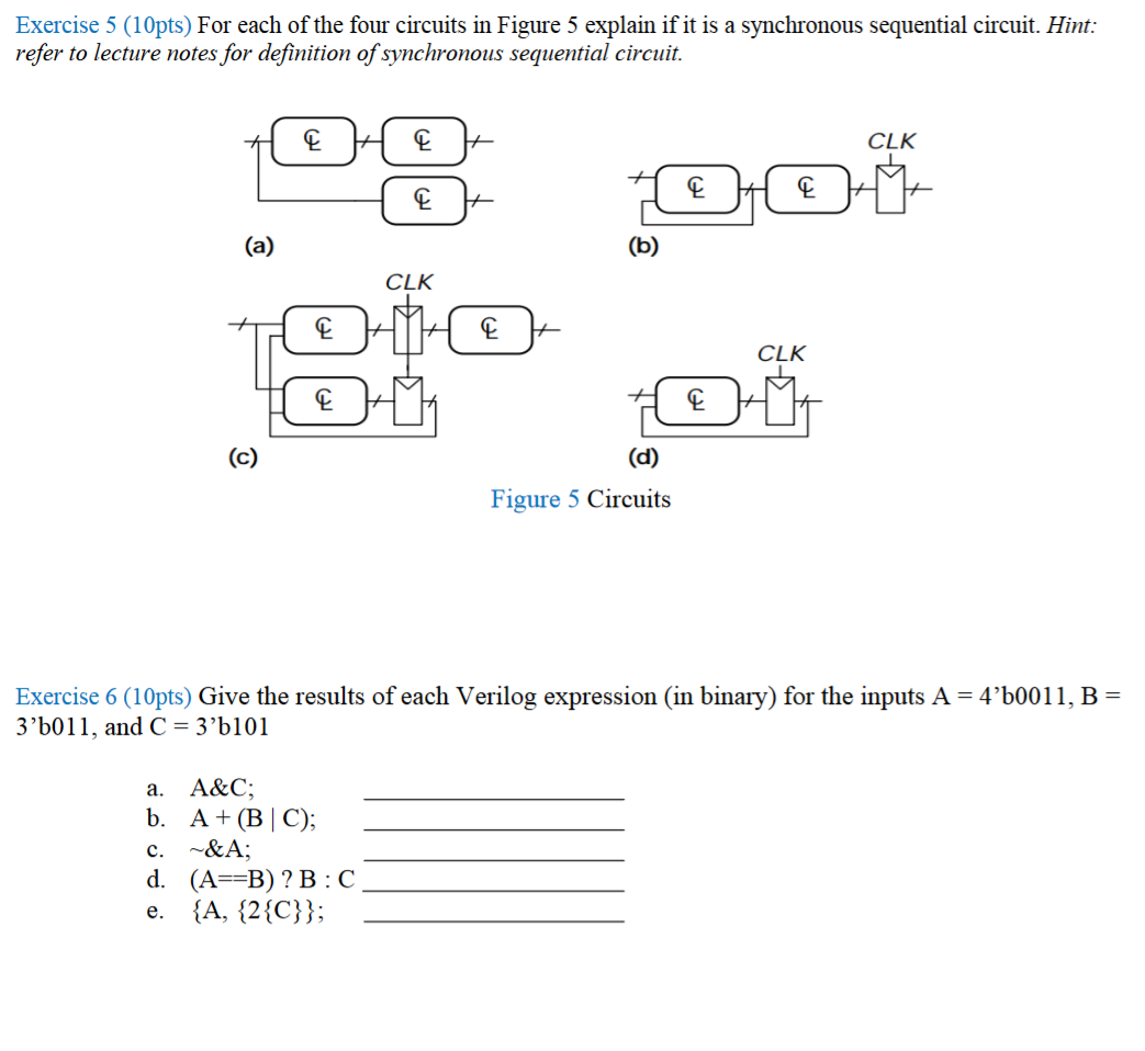 Solved Exercise 5 (10pts) For each of the four circuits in | Chegg.com