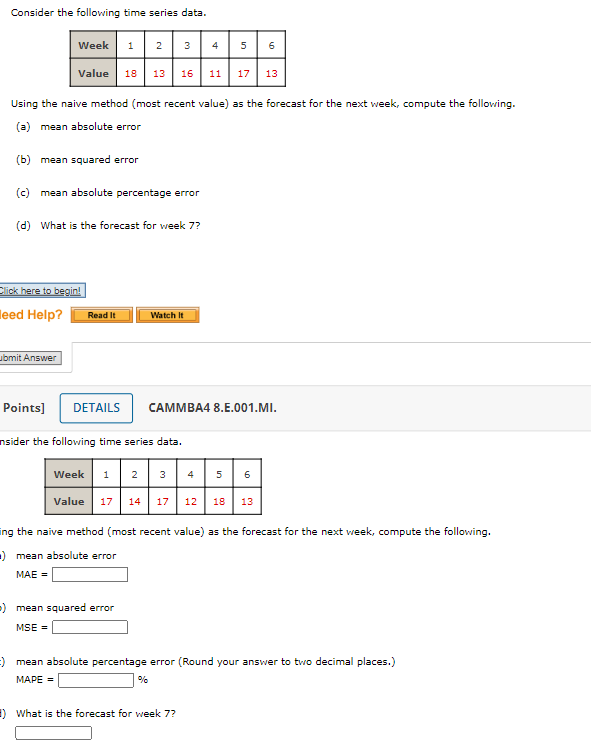 Solved Consider the following time series data. Using the | Chegg.com