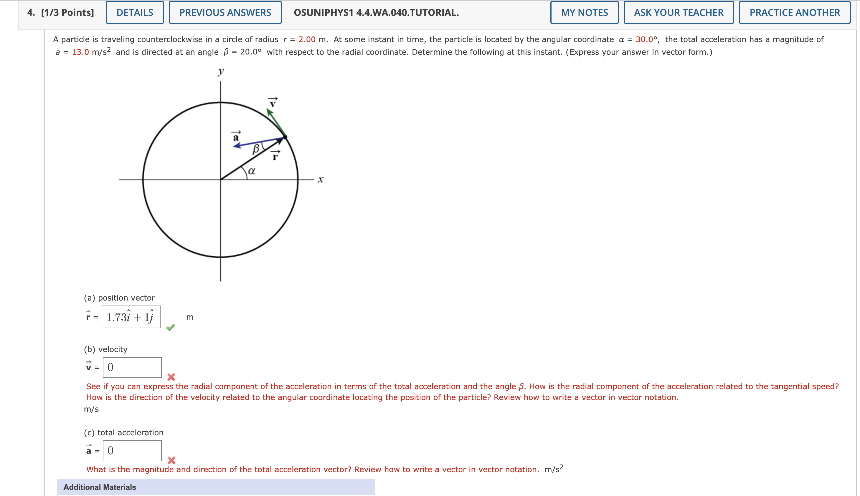 Solved A particle is traveling counterclockwise in a circle | Chegg.com