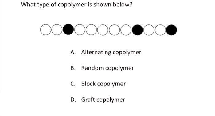 Solved What type of copolymer is shown below? A. Alternating | Chegg.com