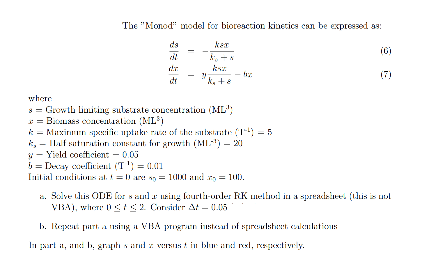 Solved The "Monod" model for bioreaction kinetics can be | Chegg.com