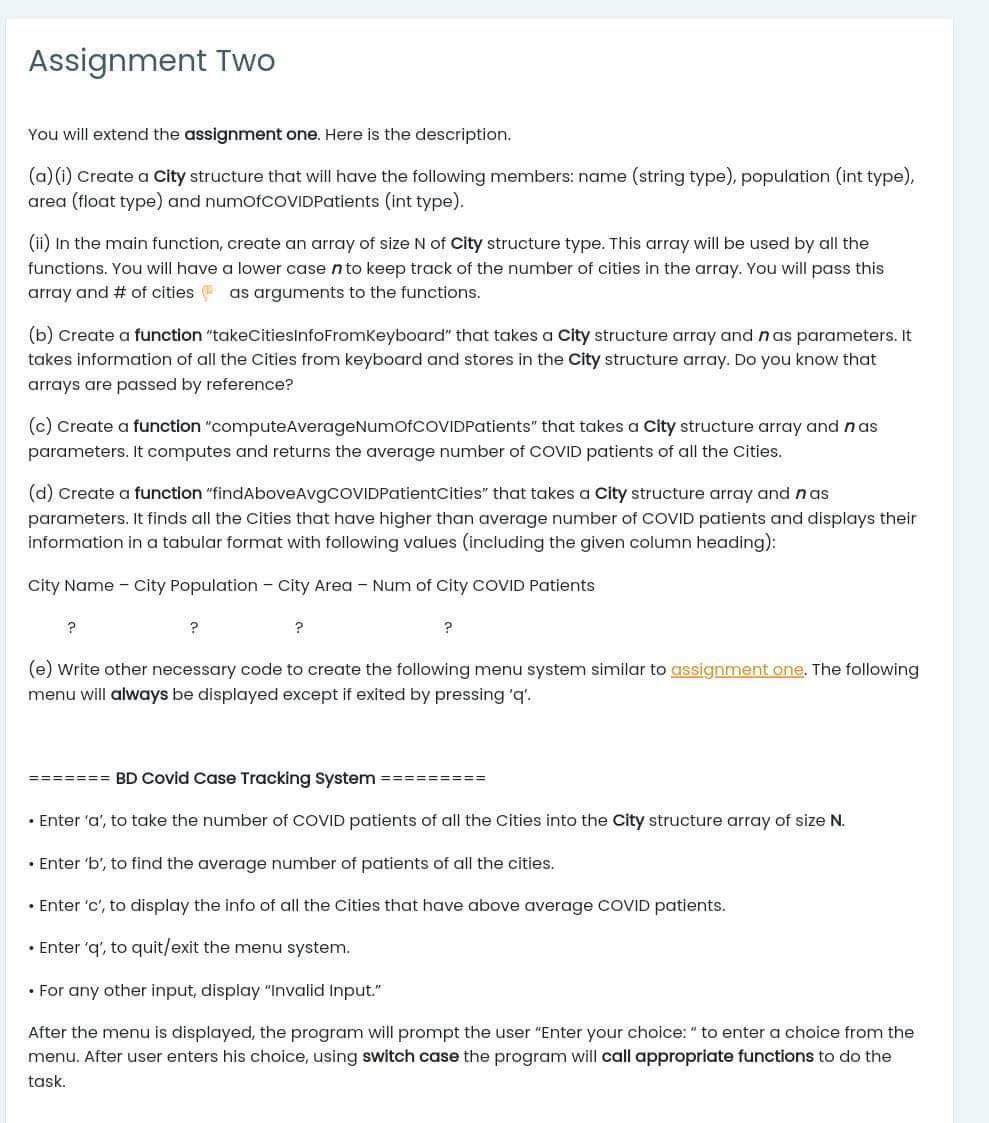 Solved Assignment Two You will extend the assignment one. | Chegg.com