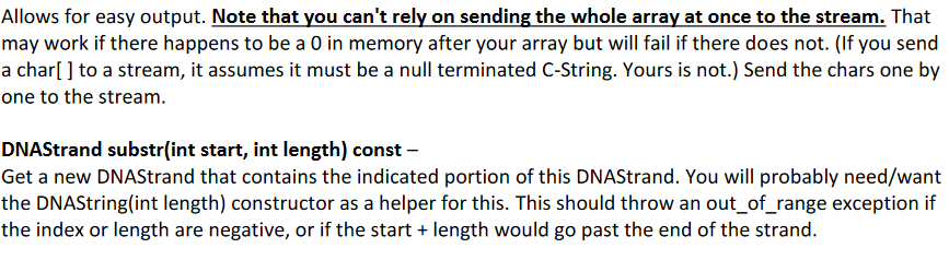 Assignment Instructions Submit files: DNAStrand.cpp / | Chegg.com