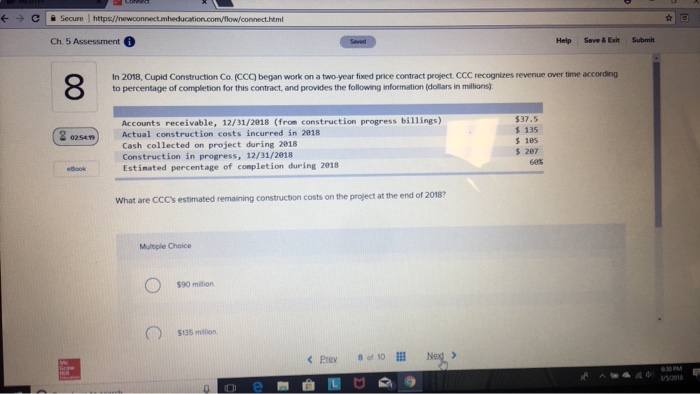 Solved ← → cl secure l https/ Ch. 5 Assessment Help Seve & | Chegg.com