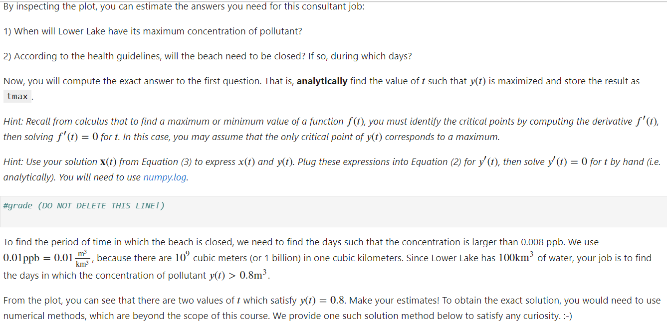 CHW8.1. Dynamical Systems: Modeling the concentration | Chegg.com