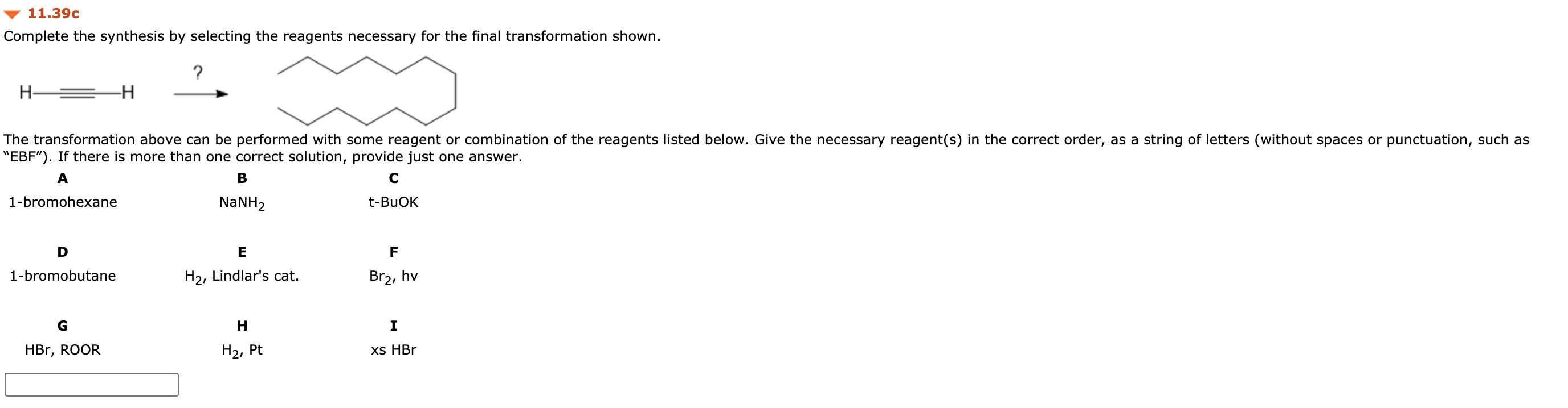 Solved 11.39c Complete the synthesis by selecting the | Chegg.com