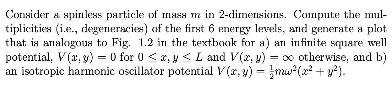 Solved Consider a spinless particle of mass m in | Chegg.com