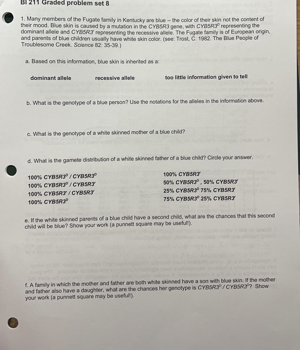 Solved BI 211 ﻿Graded problem set 8Many members of the | Chegg.com