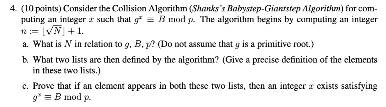 Solved (10 points) Consider the Collision Algorithm | Chegg.com