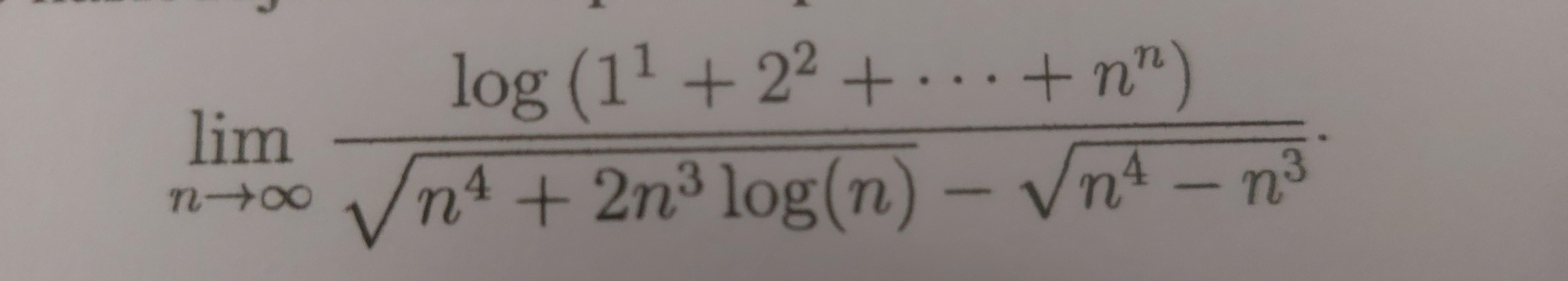 Solved n lim log (11 + 22 + ... +n") tr V64 + 2n3 log(n) - | Chegg.com
